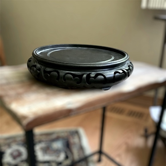 Art | Vintage Hong Kong Carved Wood Base Stand | Poshmark